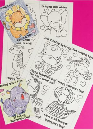 Valentines: Jungle Animals to Color | The Hands-On Learning Store
